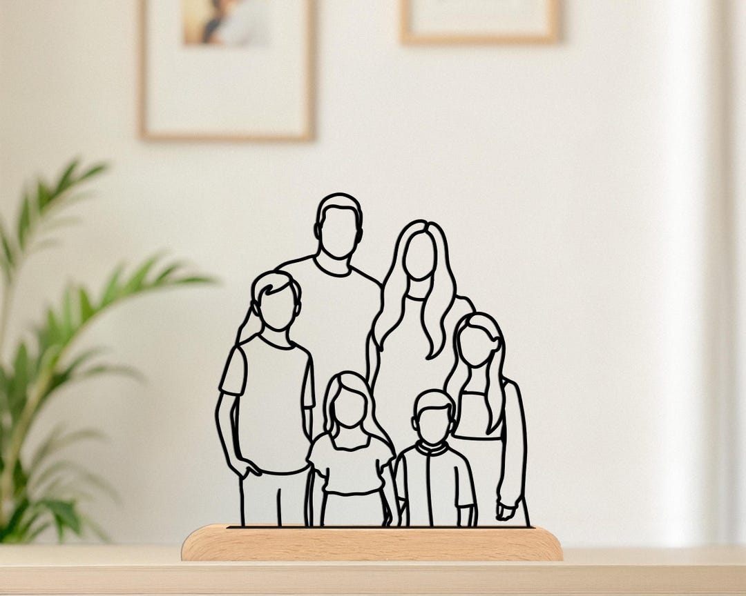 Custom 3D Printed, Line Art Portrait From Photo, Christmas Gift for ...