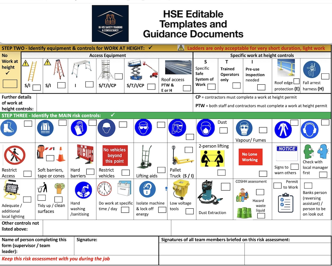 Dynamic Risk Assessment Template: HSE Compliant, Editable Form (instant ...
