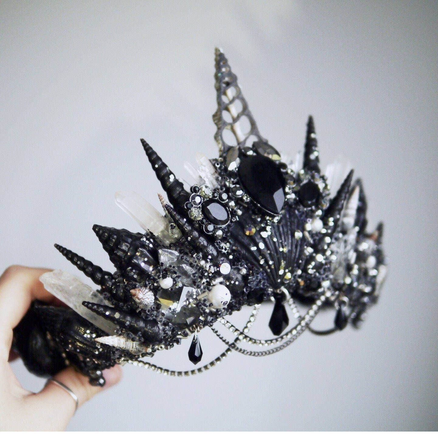 Mermaid Crown the Black Lace Shell Crown Halloween Made - Etsy