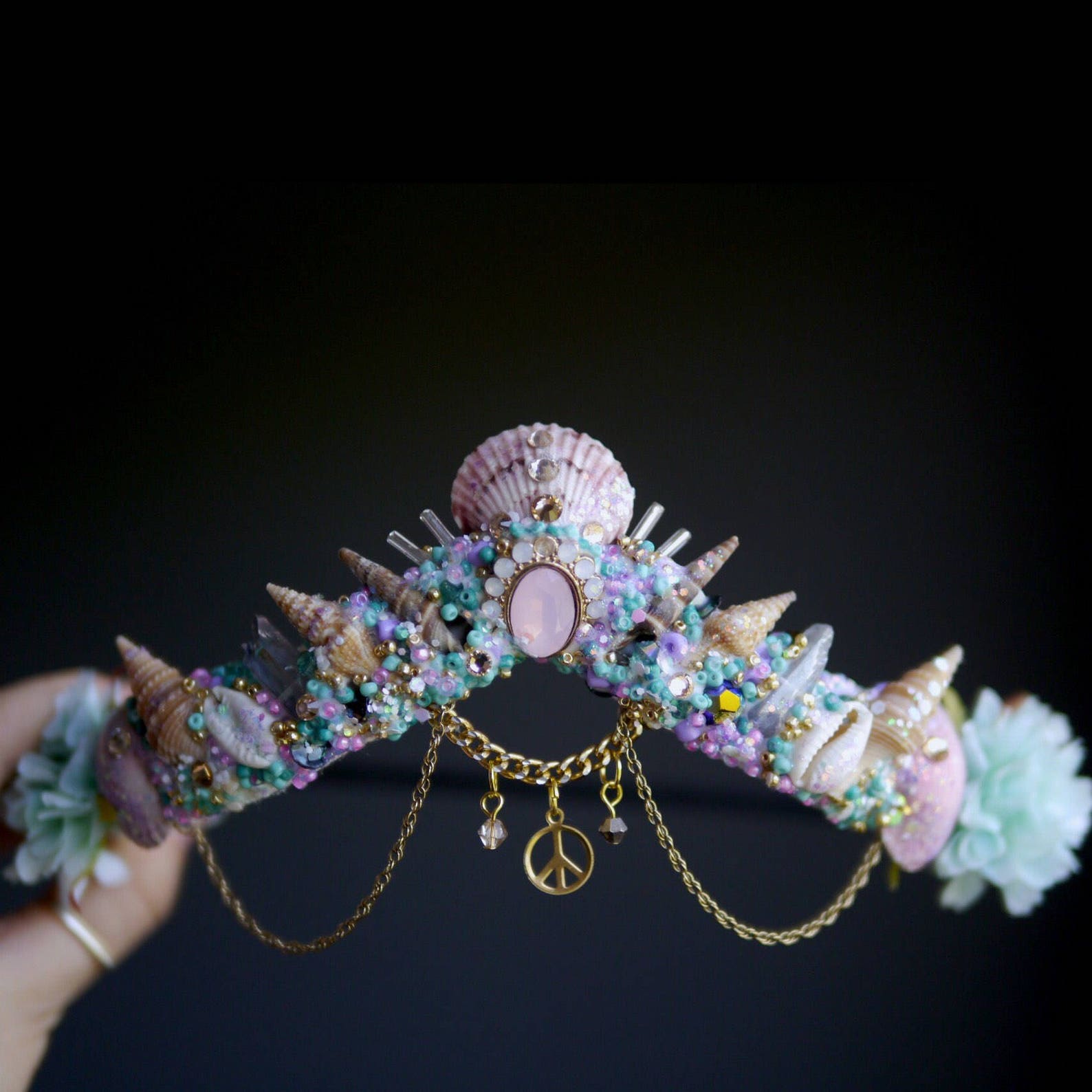 The Luna Crown- Mermaid Crown - Shell Crown - Crystal Crown - Bridal ...