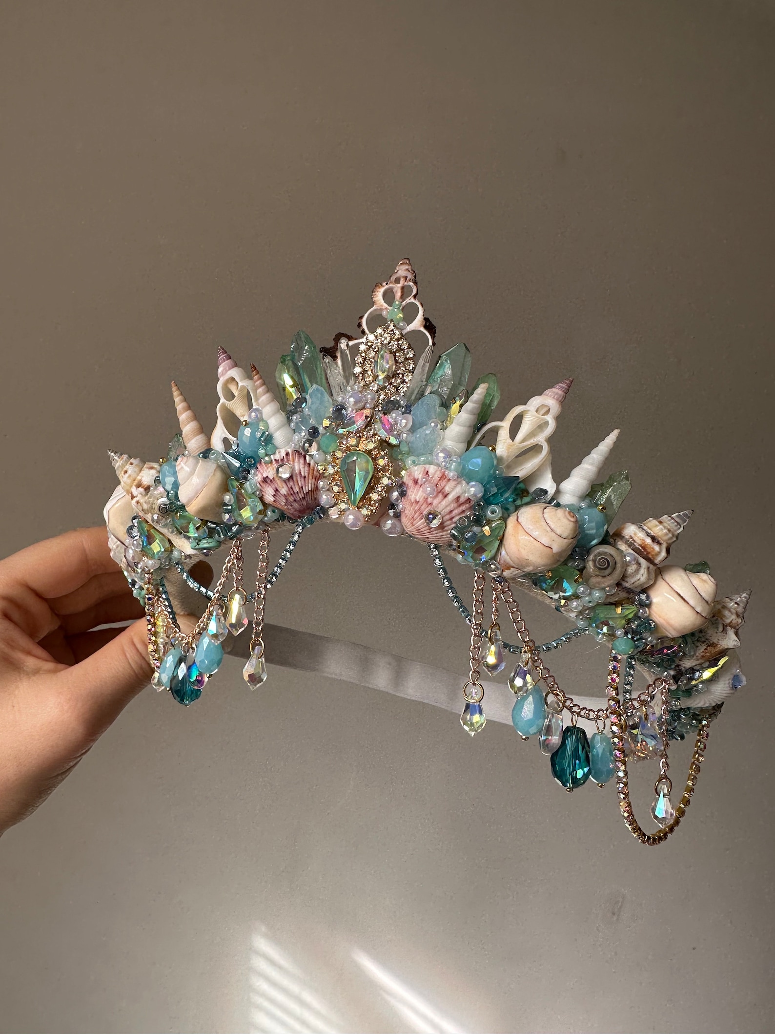 The Aquamarine Dream Mermaid Crown - Headdress - Shell Crown - Crystal ...