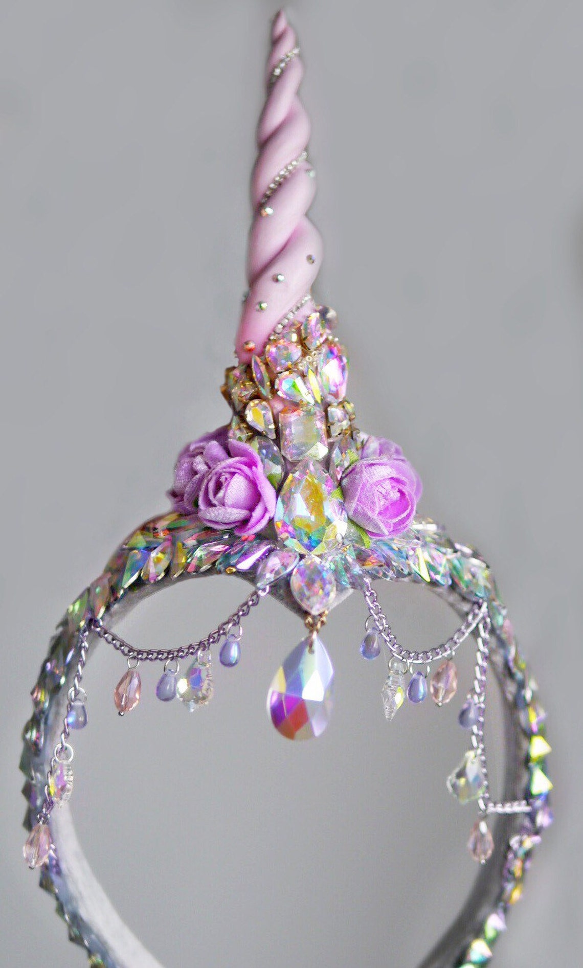 The Magical Unicorn Horn Crown in Crystal Aurora White - Etsy Israel