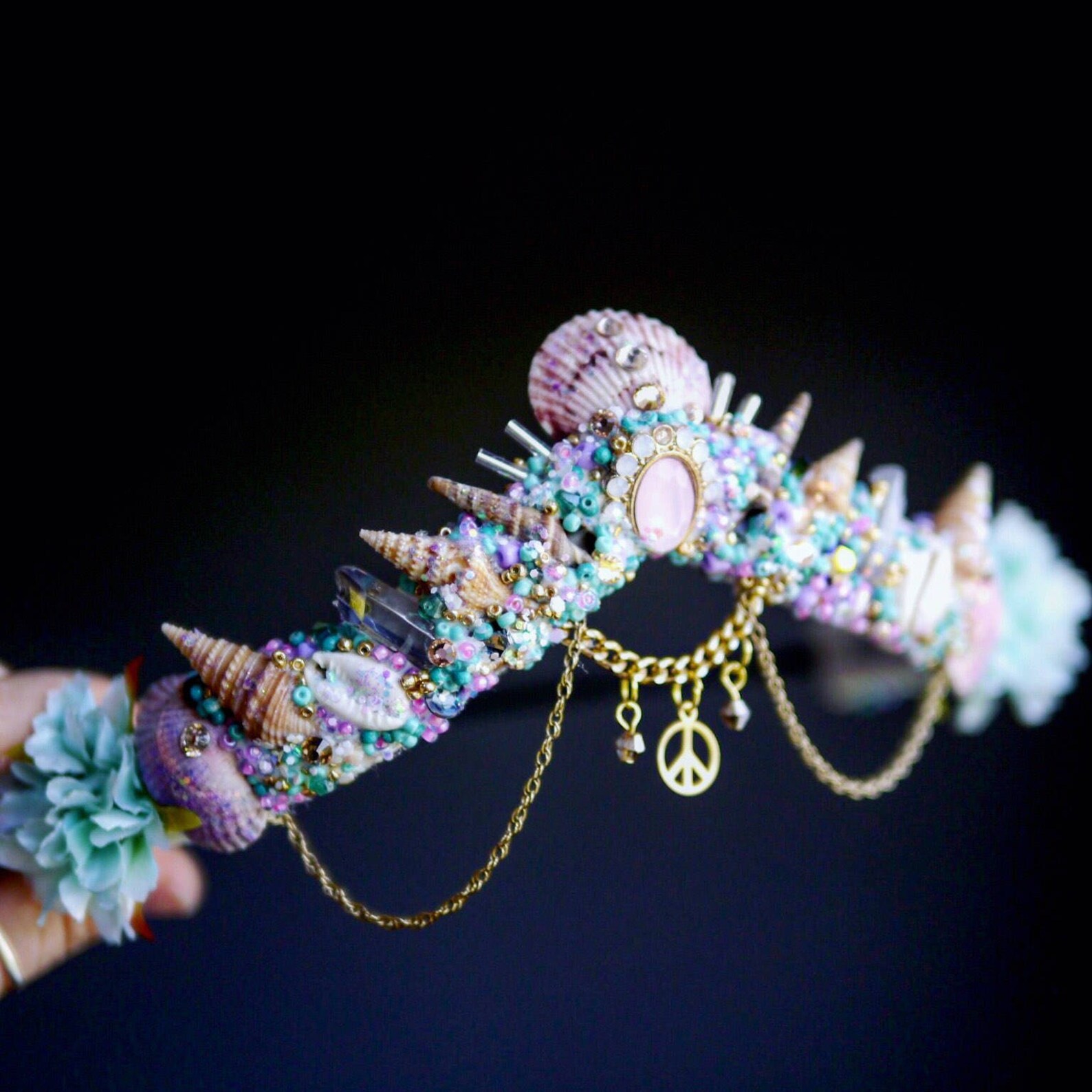 The Luna Crown- Mermaid Crown - Shell Crown - Crystal Crown - Bridal ...