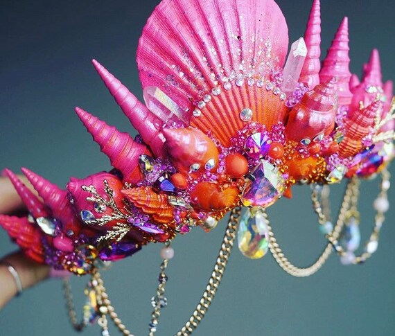 The Coral Reef Crown Mermaid Crown shell crown Crystal | Etsy