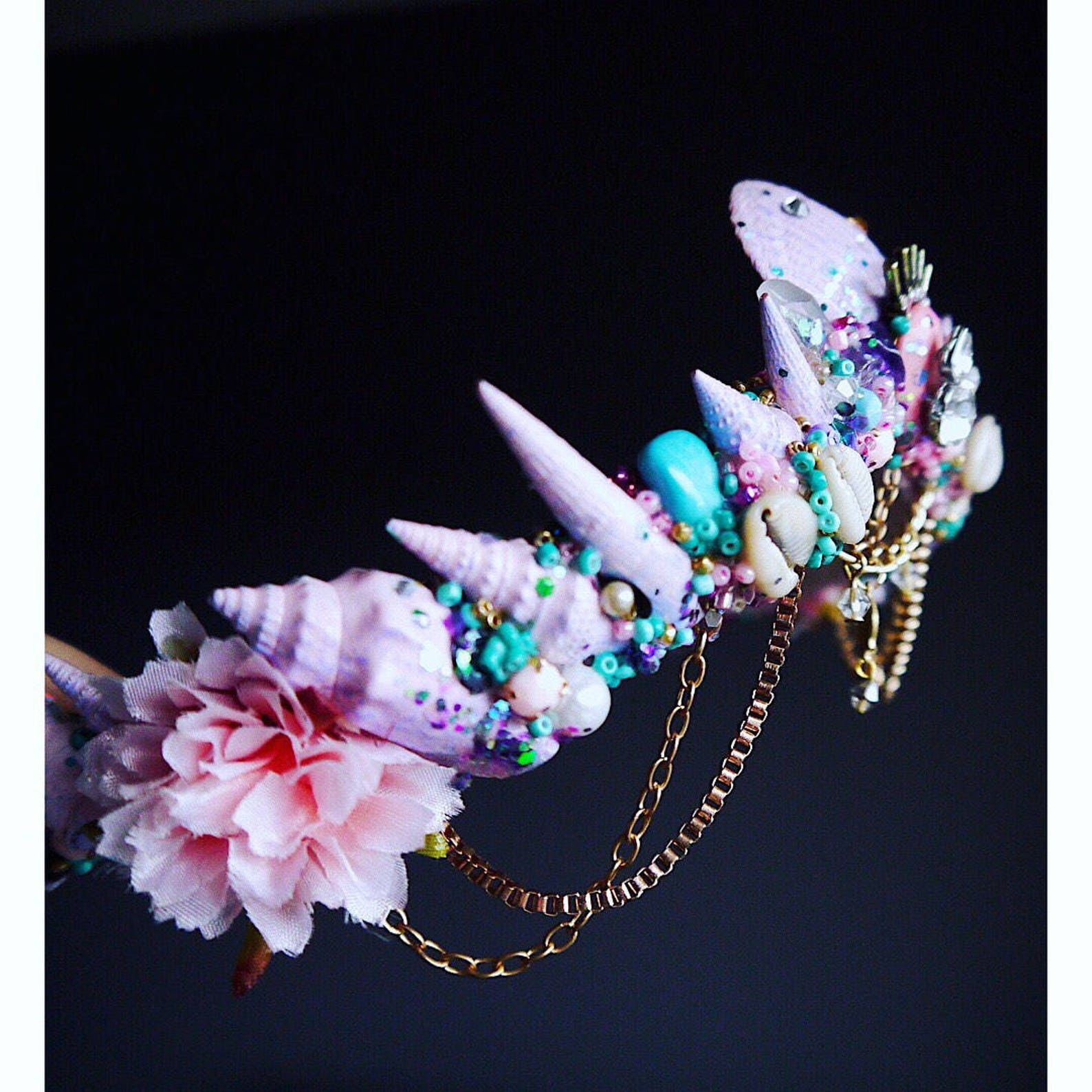 The Luna Crown Mermaid Crown Shell Crown Crystal Crown - Etsy