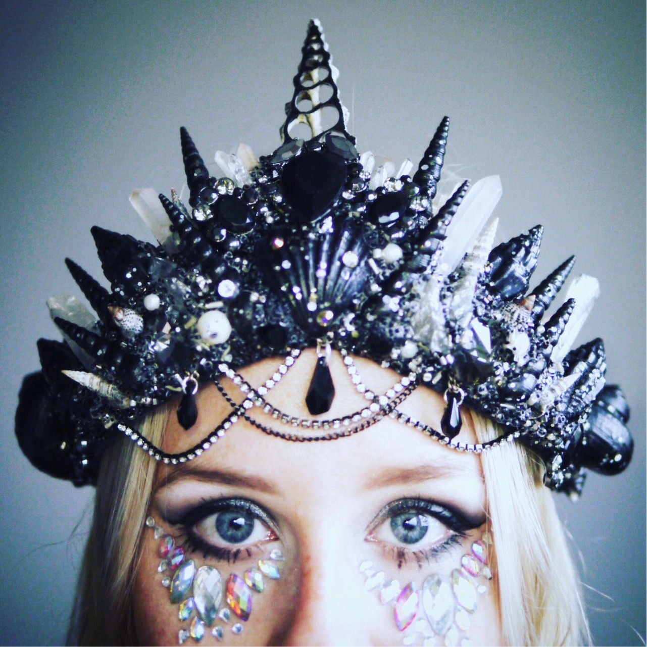 Mermaid Crown - the Black Lace Shell Crown - Halloween - Made to Order ...