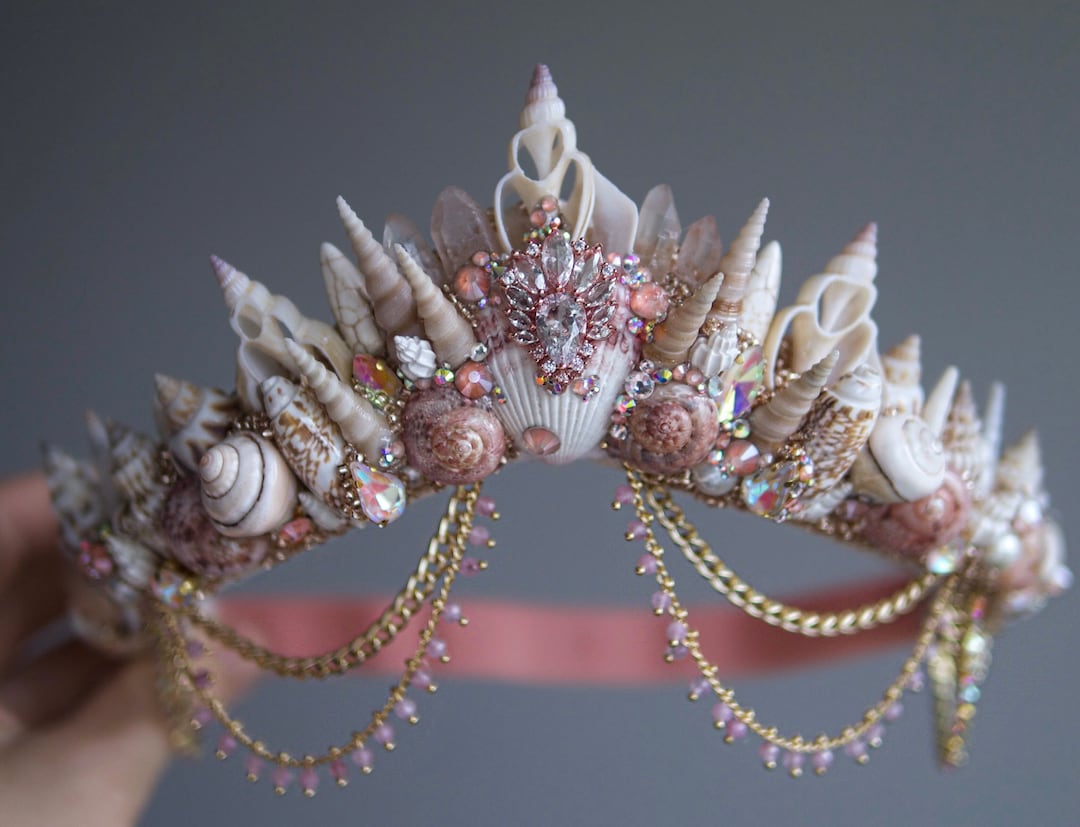 The Coral Queen Mermaid Crown in Blush Peach - Crystal Crown - Hen ...