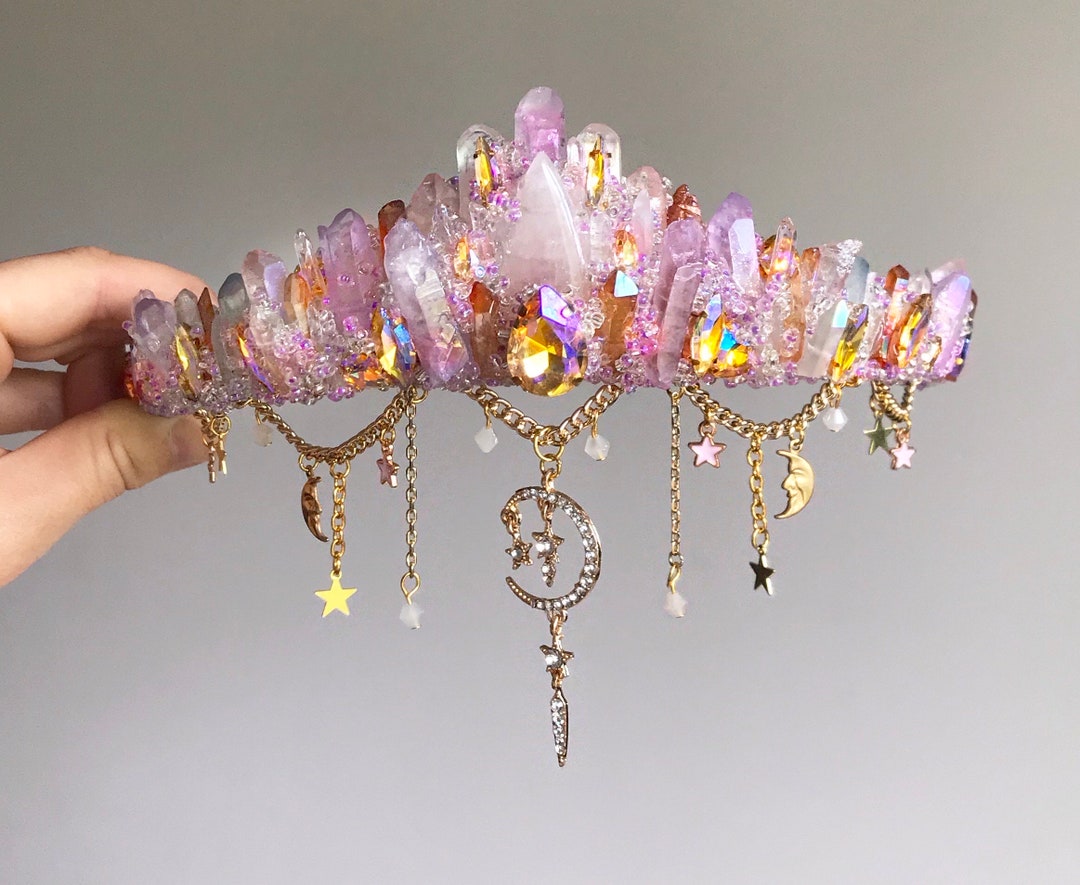 Quartz Star & Moon Crown in Lilac, Topaz and Blush - Mermaid Crown ...