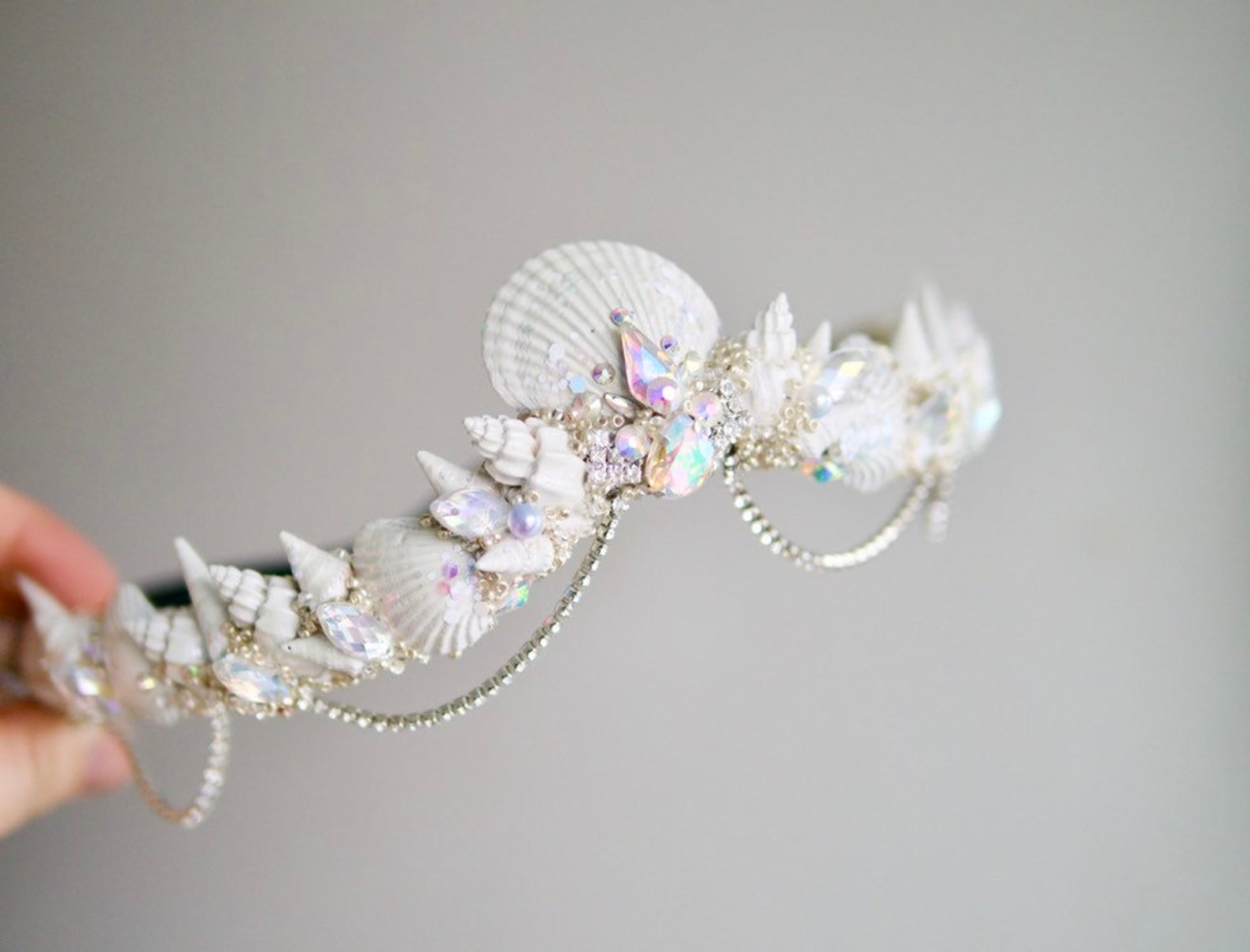 The Iridescent Pearl Mini Mermaid Crown - Etsy