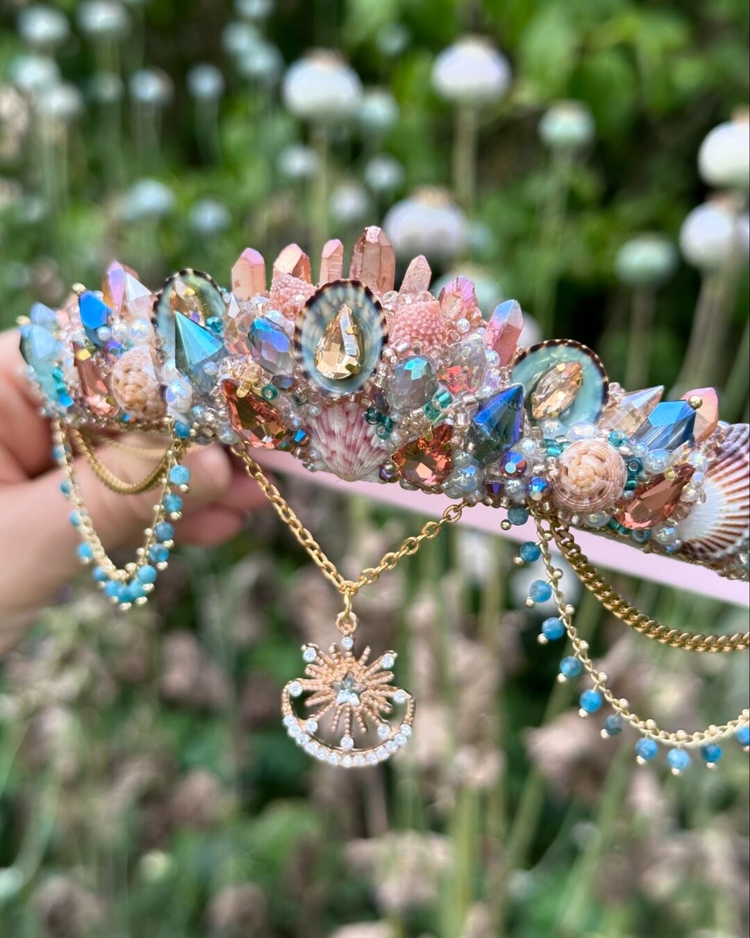 The Boho Rust and Teal Crystal Crown - Quinceañera - Crystal Crown ...