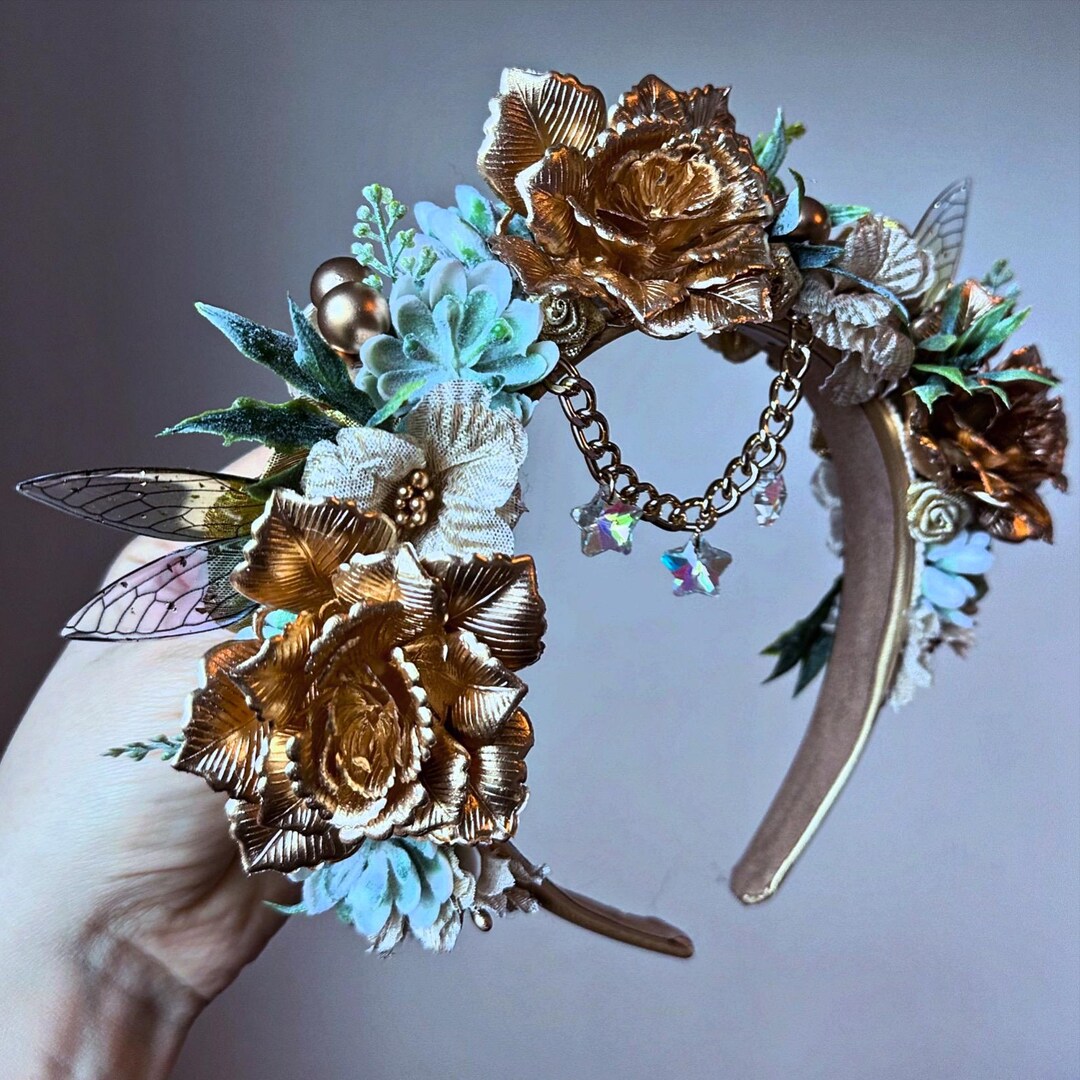 The Tinkerbell Style Fairy Flower Crown With Sparkling Fairy Wings ...