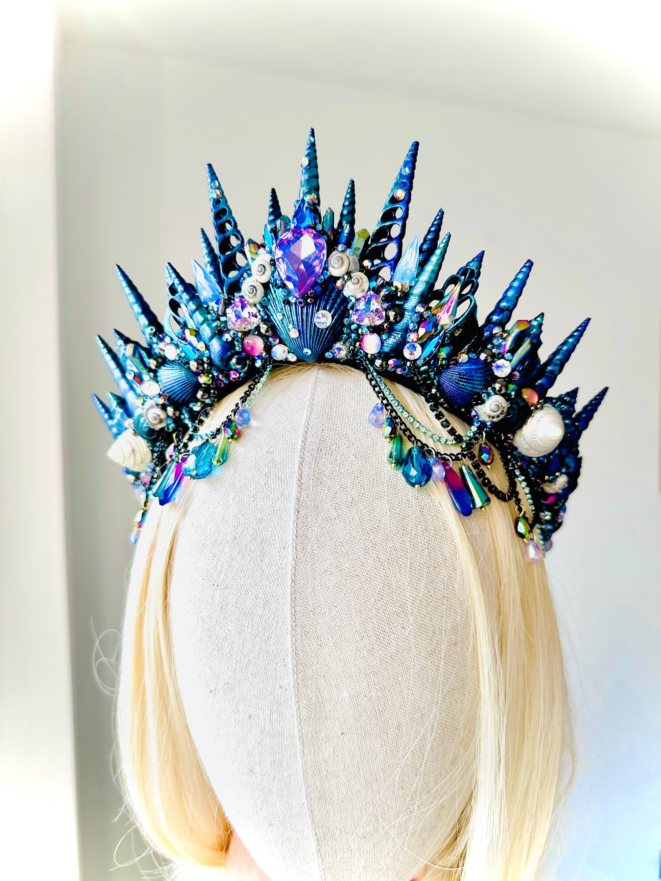 The Dark Siren Mermaid Crown - Crystal Crown - Shell Crown - Halo Crown ...
