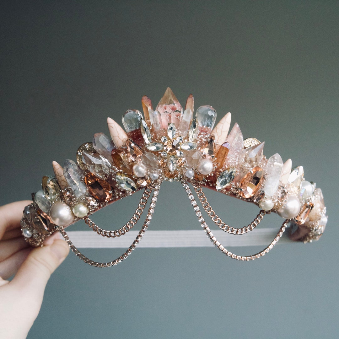 The Amelia Rose Gold Mermaid Crown - Crystal Crown - Bridal Crown - Hen ...