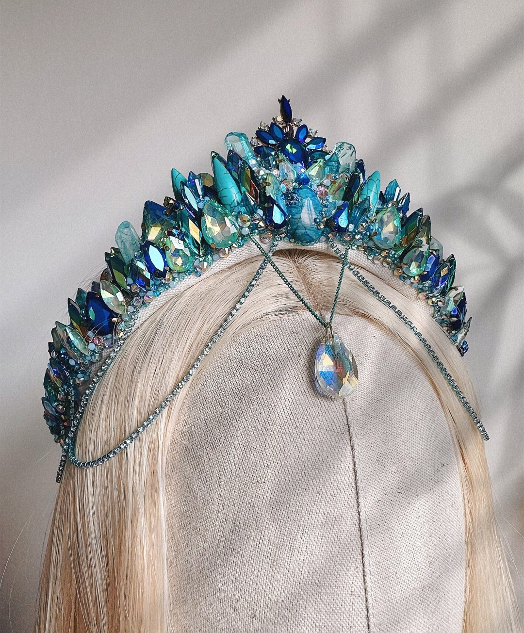 The Blue Lagoon Crystal and Quartz Gemstone Crown - Mermaid Crown ...