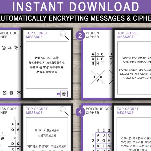 Spy Theme Party Games 8 Secret Codes and Ciphers in Purple - Etsy
