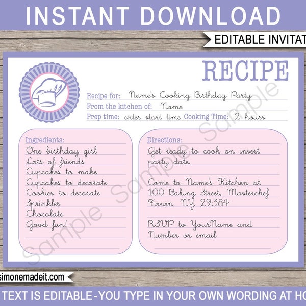 Cooking Invitation - Etsy