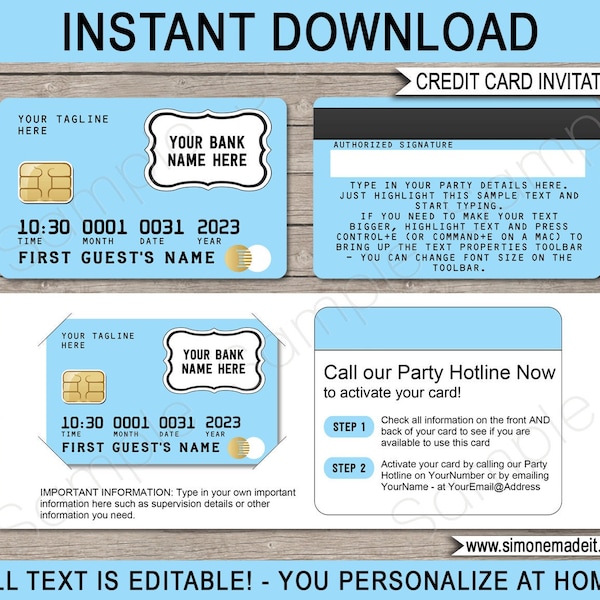 Credit Card Invite - Etsy