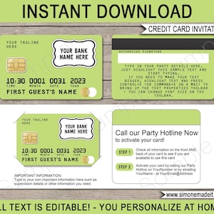 Credit Card Invitation Template - Printable Birthday Party Invite ...