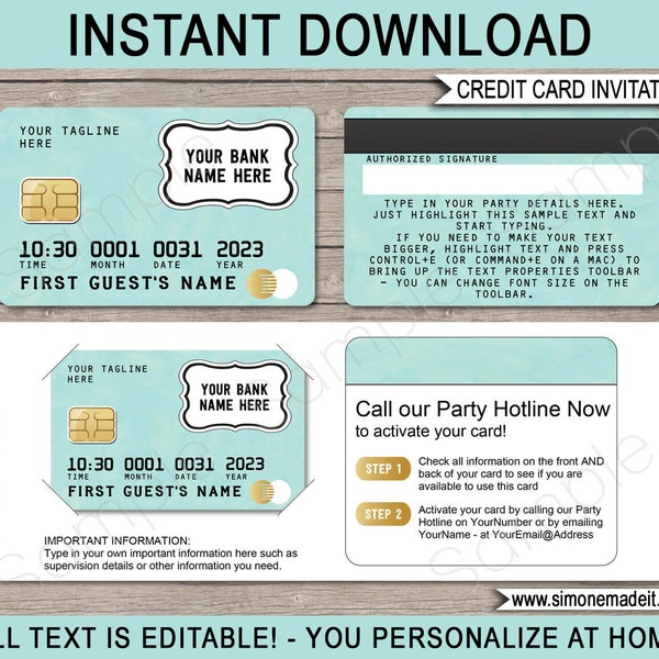 Credit Card Invitation - Etsy