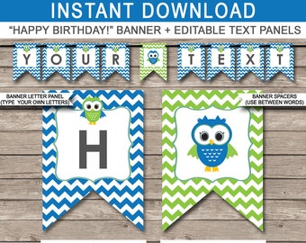 Birthday Banner Owl | Etsy