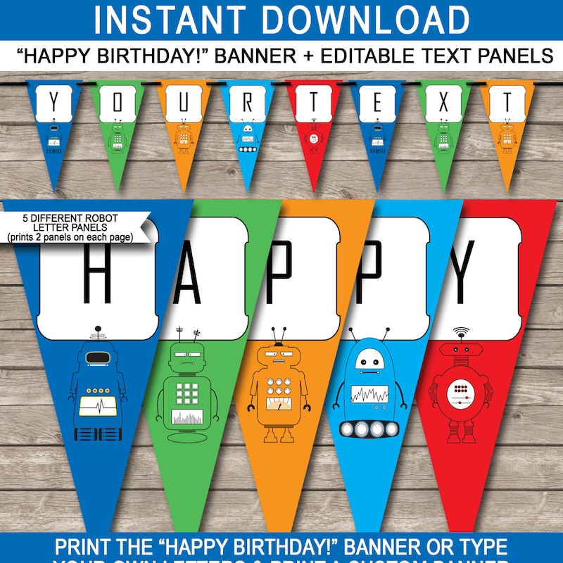 Robot Banner - Etsy