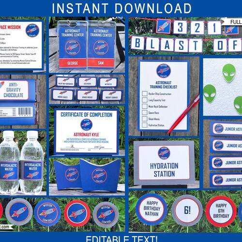 Space Party Astronaut Training Pass Template Printable - Etsy