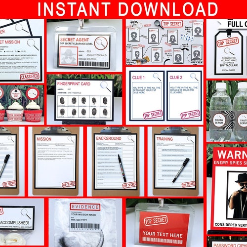 Spy Party Printables Editable Secret Agent Party Registration - Etsy