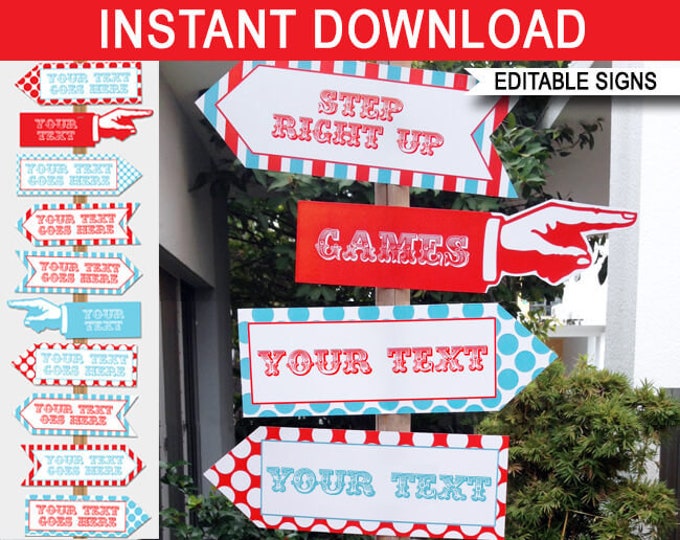 Carnival Circus Arrow Sign, Circus Birthday Direction Arrow Sign, Post ...