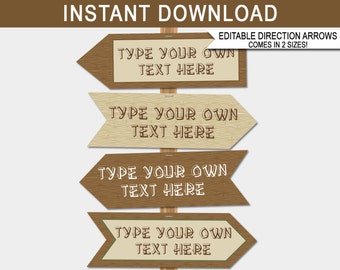 Camping Directional Signs Instant Download and Editable File - Etsy