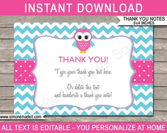 Owl Thank You Card - Etsy