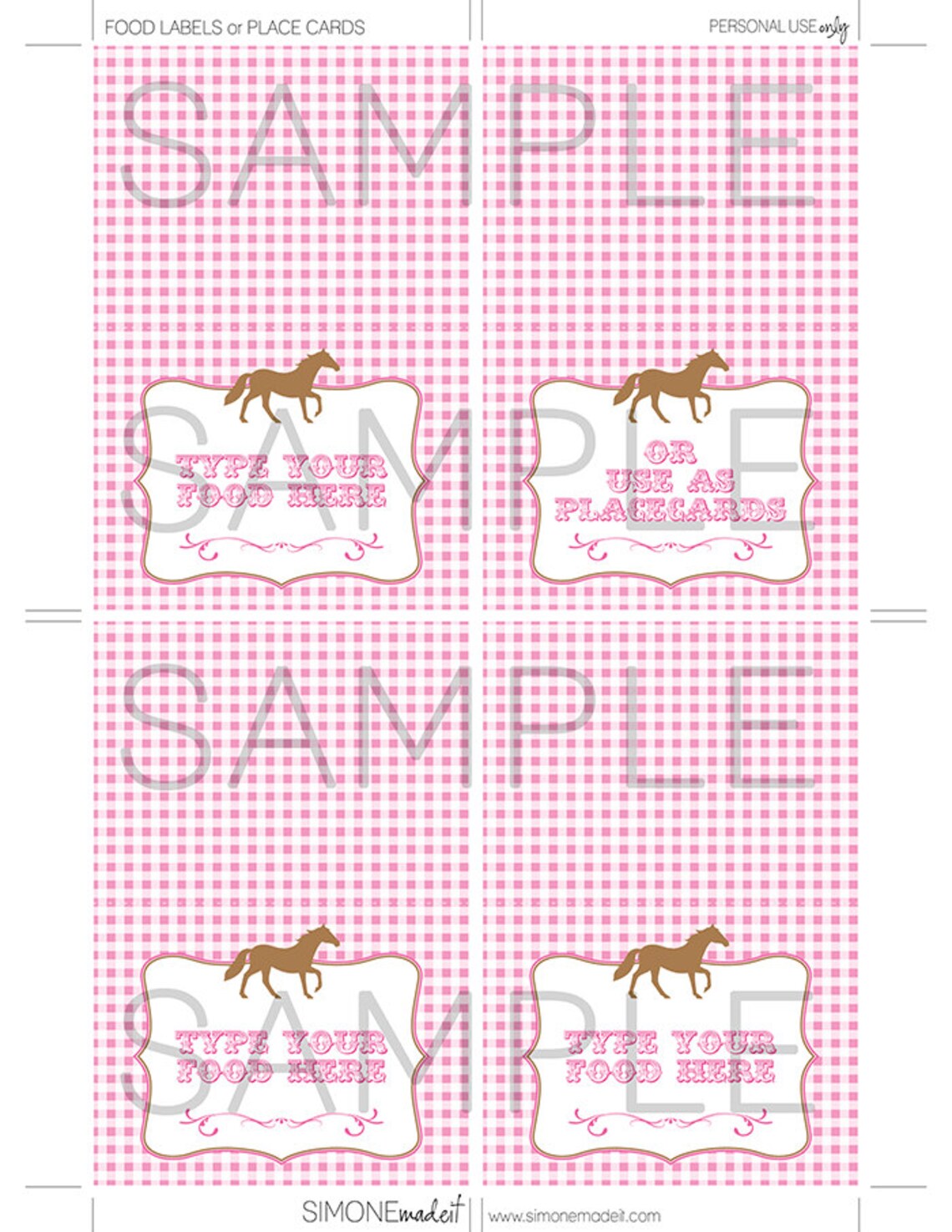 Horse Food Labels Template Printable Pony Party Decorations - Etsy