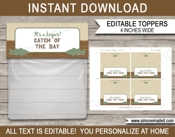 Fishing Party Favors Bag Toppers Template Printable - Retirement or ...