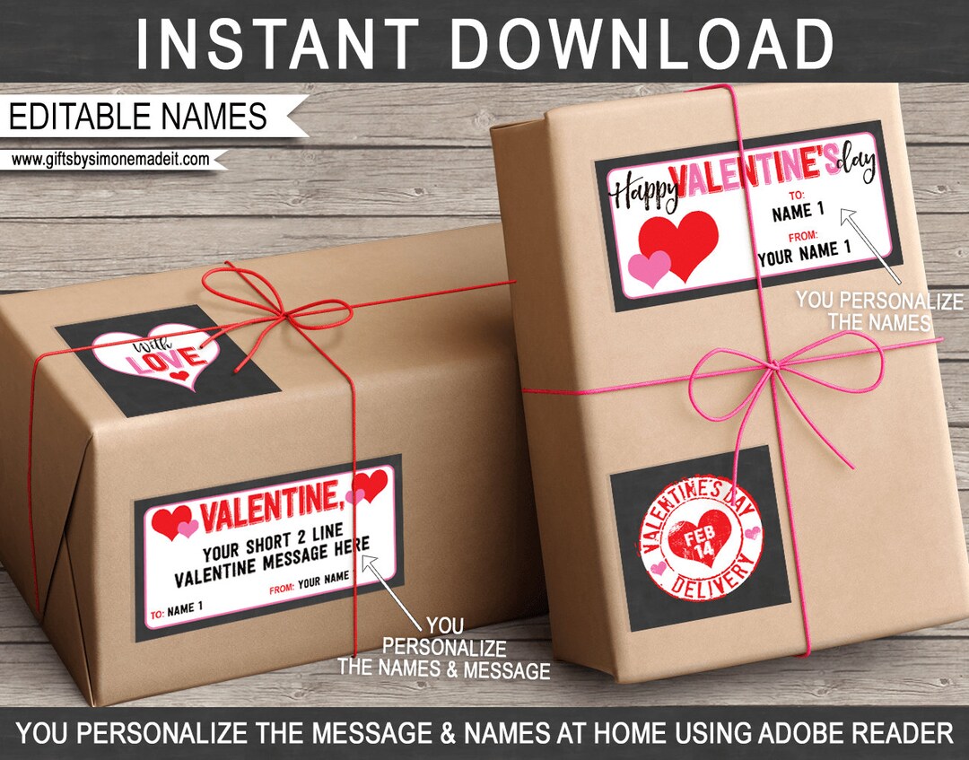Valentines Day Gift Tags Printable Templates Labels Stickers - Custom ...