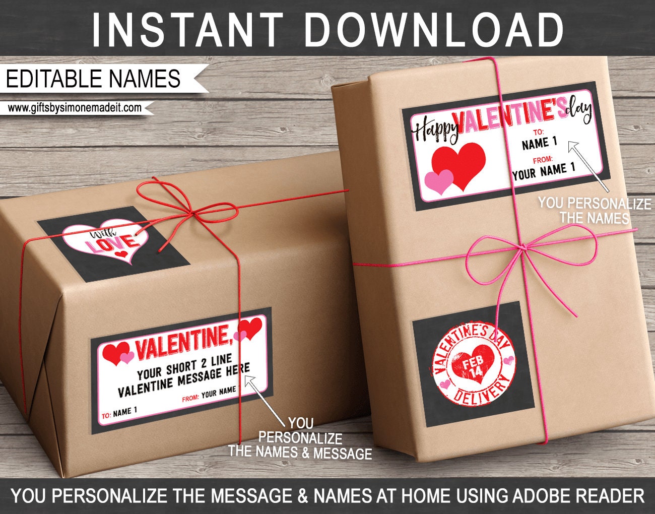 Valentines Day Gift Tags Printable Templates Labels Stickers | Etsy