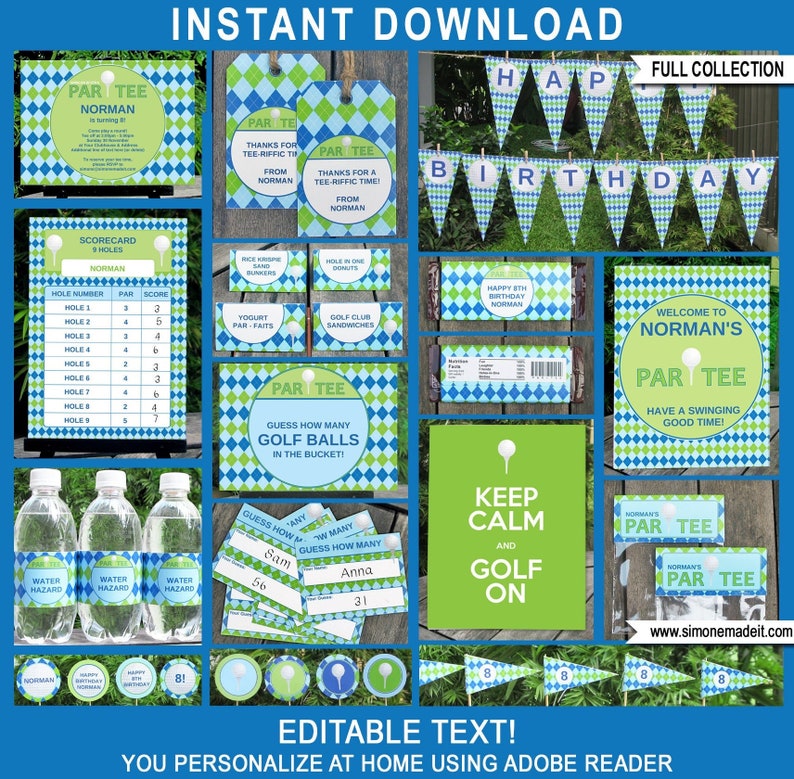 Golf Theme Party Template Bundle Printable Birthday - Etsy