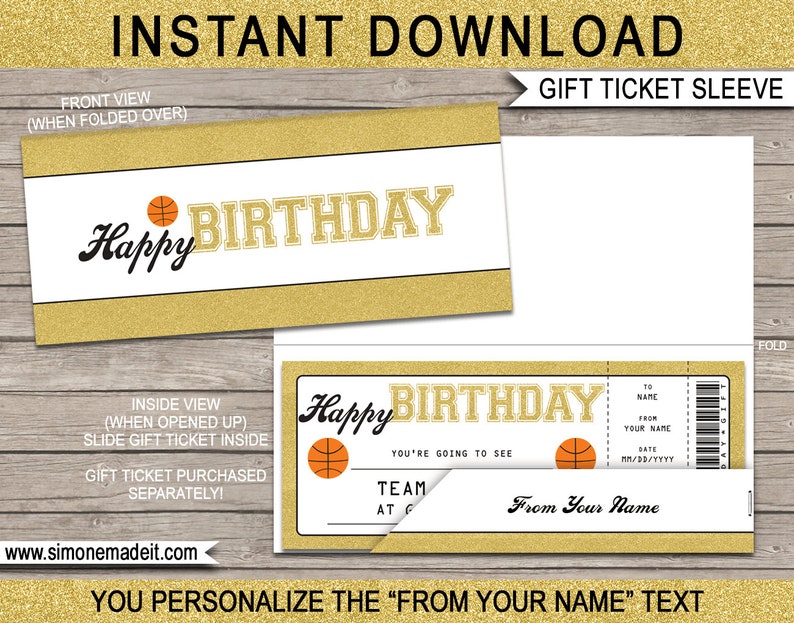 Printable Sleeve Envelope for Birthday Basketball Gift - Etsy