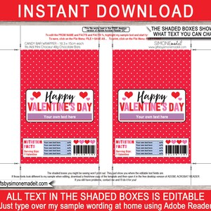 Valentines Day Chocolate Wrapper Template - Printable Candy Bar Label ...