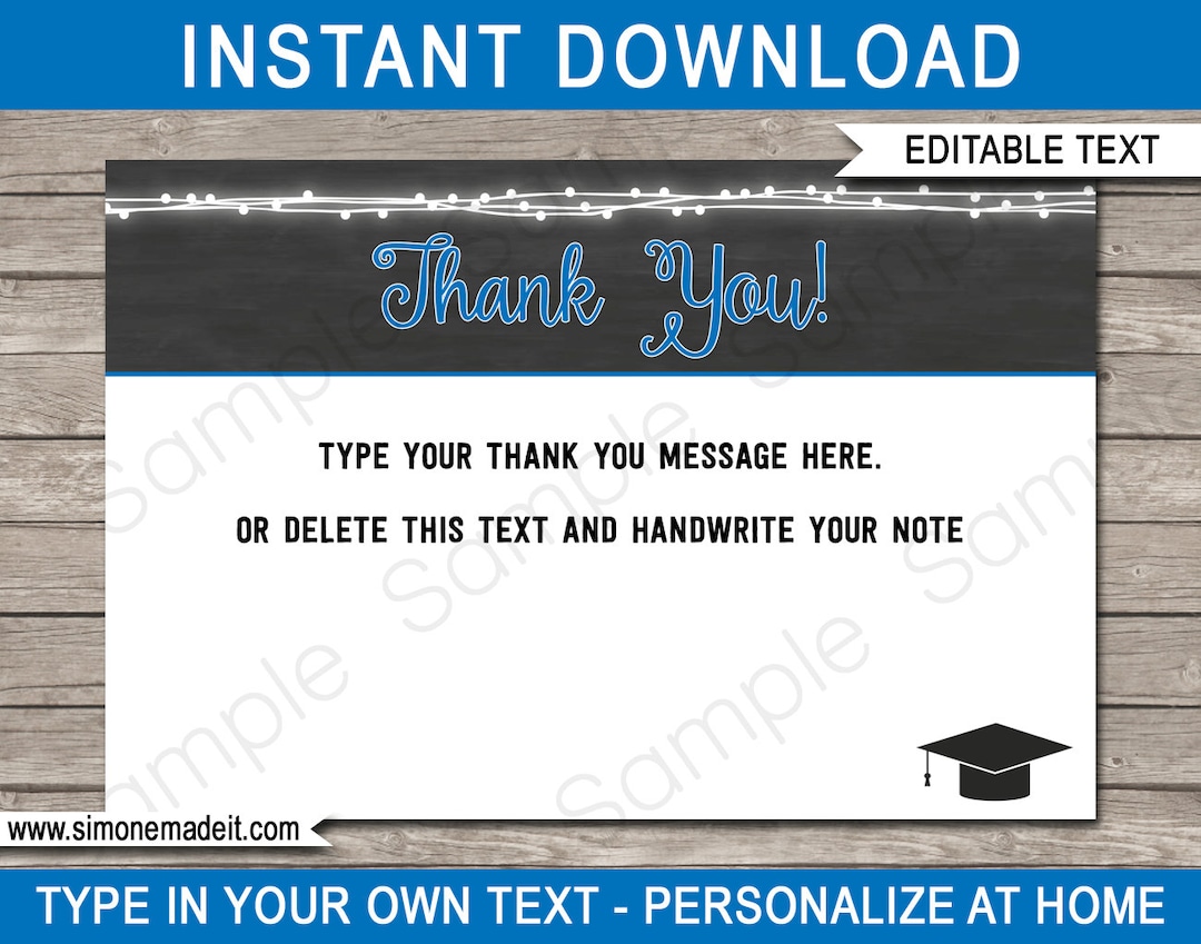 Graduation Gift Thank You Cards Printable Thank You Notes - Etsy