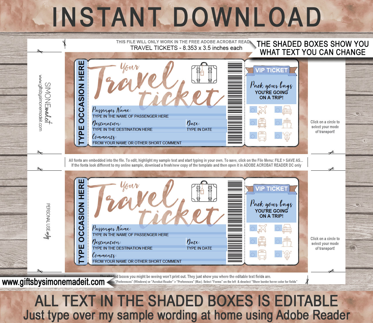 Surprise Holiday Reveal Gift Idea Printable Travel Ticket - Etsy UK