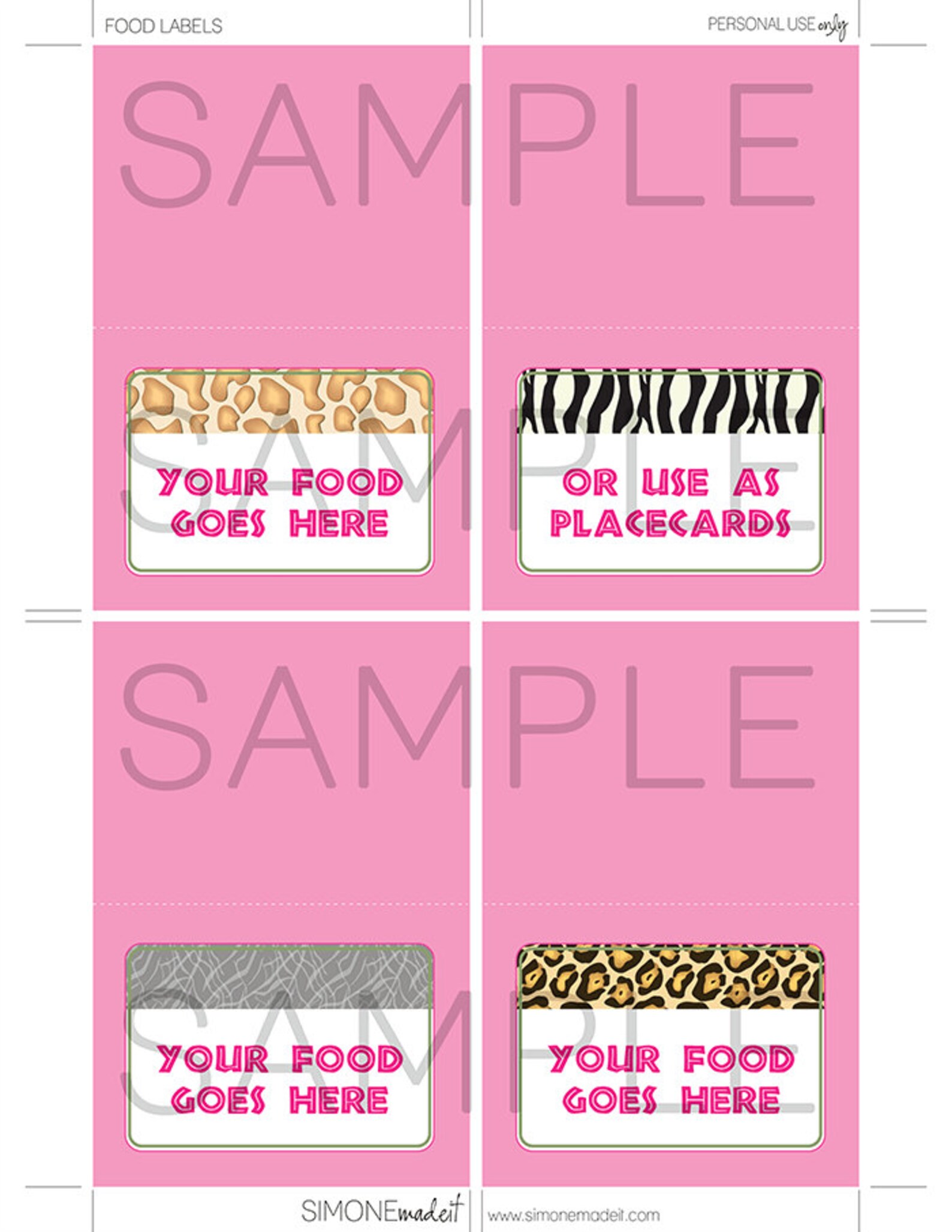 Safari Theme Food Labels Zoo Party Buffet Tags Girls - Etsy