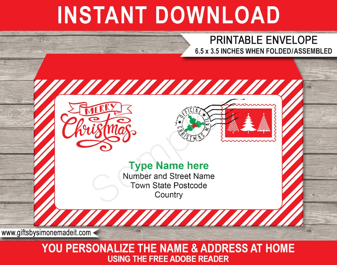 Christmas Envelope Printable Template - Hand Delivered Christmas Mail ...