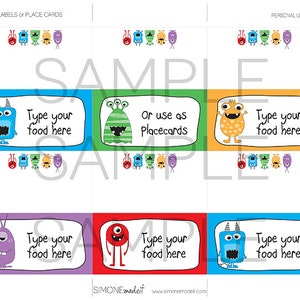 Monster Food Labels Template - Printable Birthday Party Decorations ...