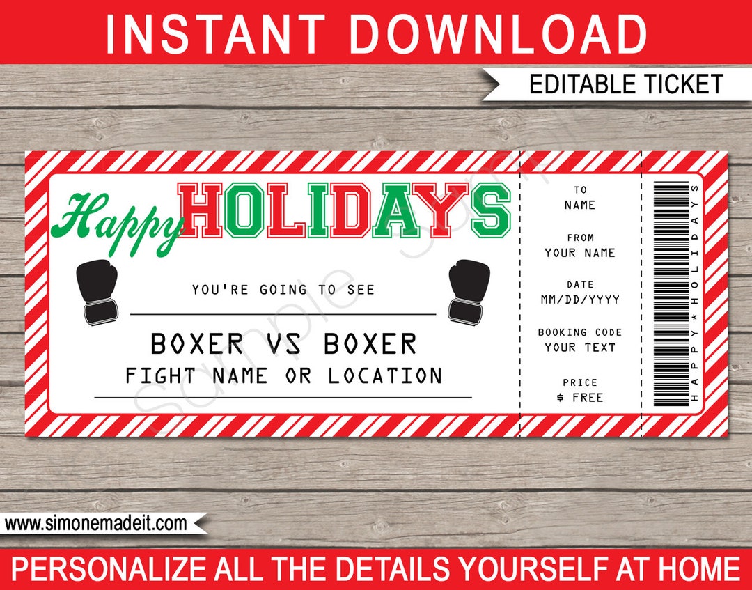 Boxing Ticket Gift Voucher Template - Printable Surprise Boxing Match ...