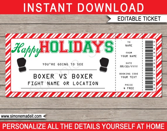 Boxing Ticket Gift Voucher Template - Printable Surprise Boxing Match ...