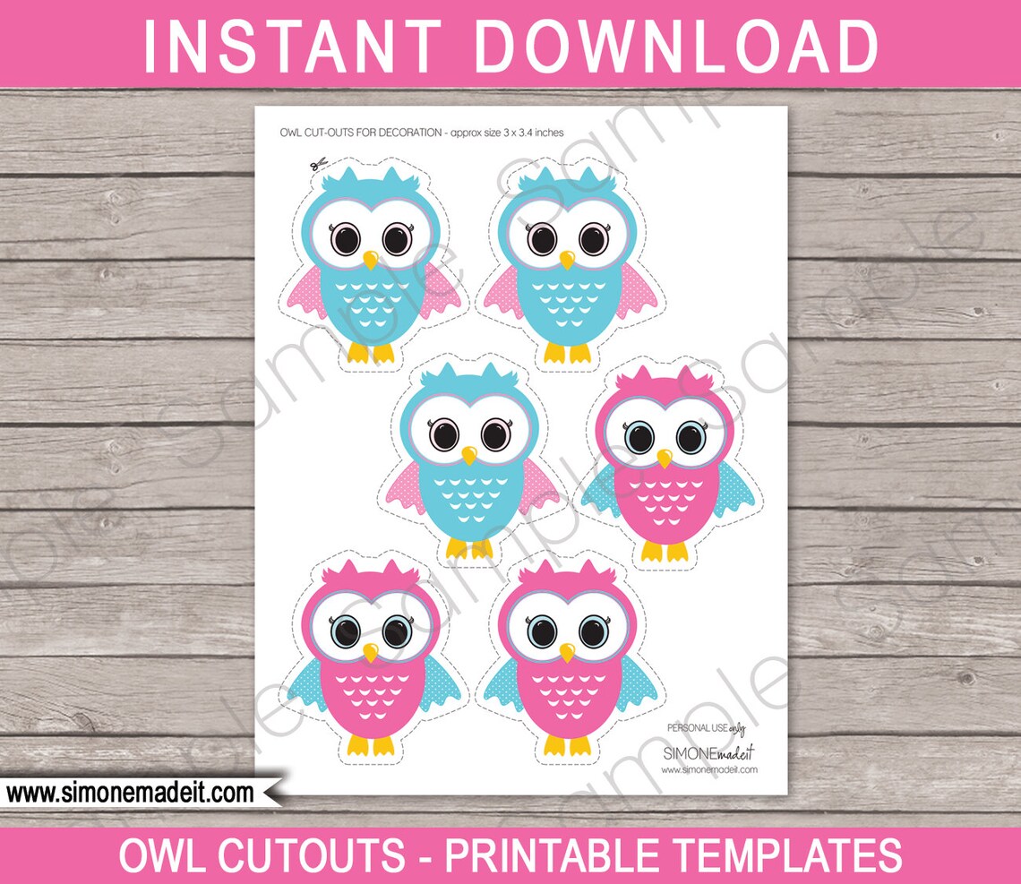 Printable Owl Cutouts Birthday Party Baby Shower Decorations | Etsy