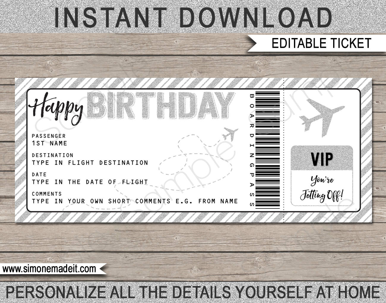 Printable Plane Ticket Gift