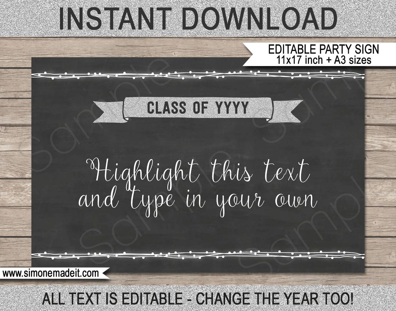 Printable Graduation Party Sign Party Decorations Any Year | Etsy