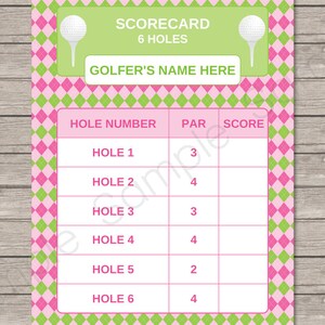 Pink Golf Scorecard for 9 & 6 Holes - INSTANT DOWNLOAD Printable ...