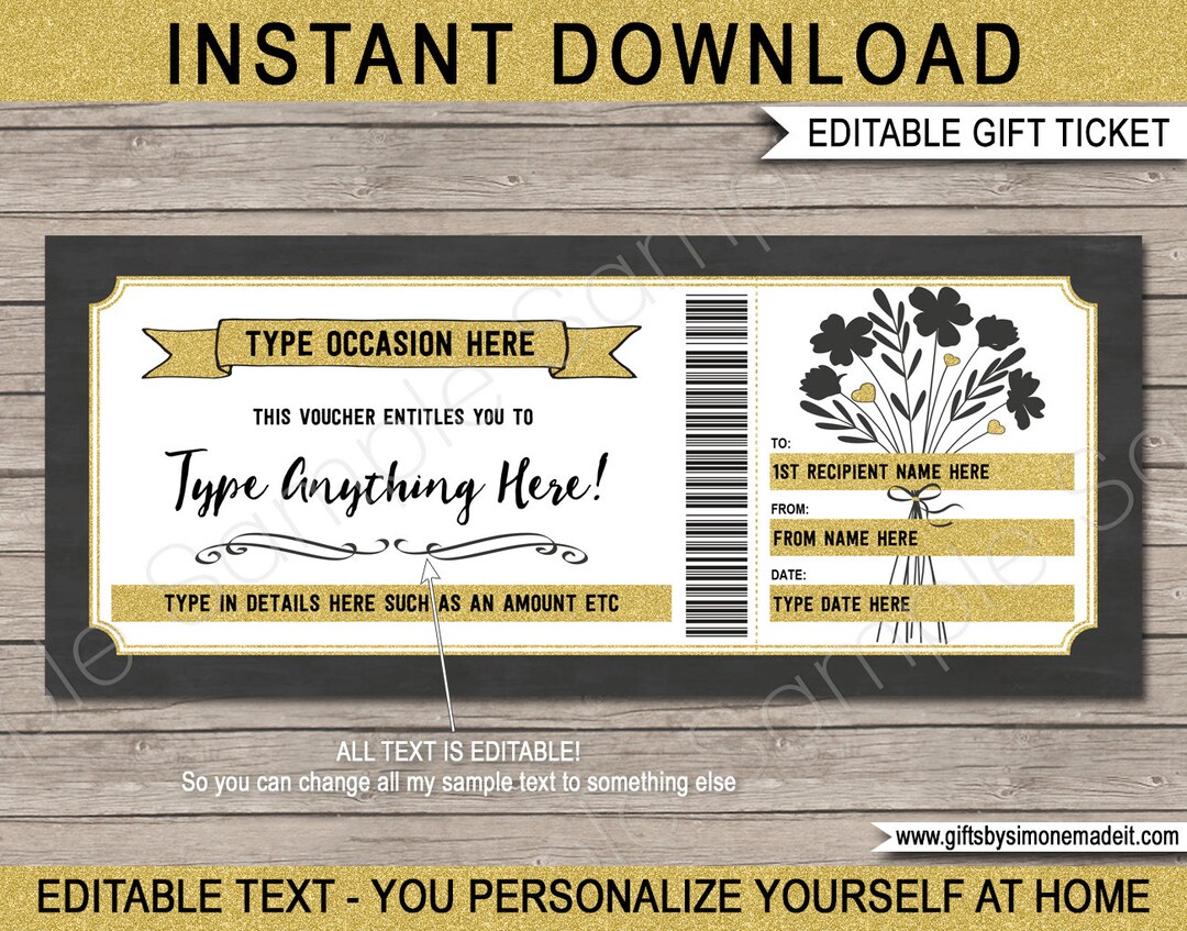 Printable Gift Voucher Template: Editable Floral Gift Certificate (PDF ...