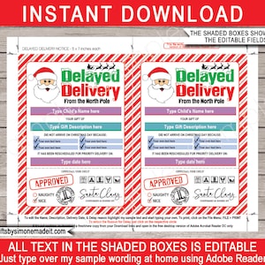 Late Gift From Santa Template - Printable Delayed Christmas Gift Letter ...